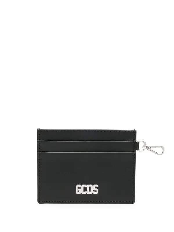 Gcds Comma Logo-plaque Leather Cardholder - Black