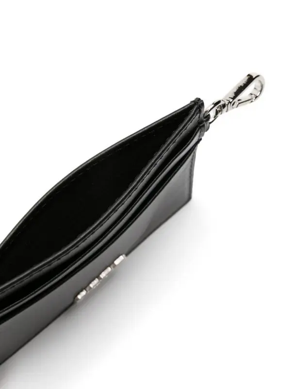 Gcds Comma Logo-plaque Leather Cardholder - Black