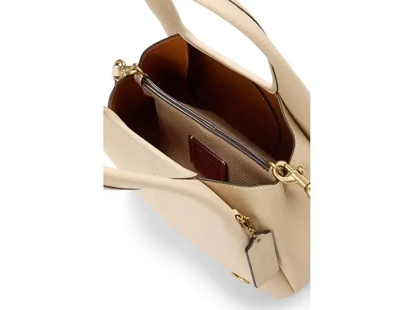 COACH Polished Pebble Leather Lana Shoulder Bag 23 - Bone