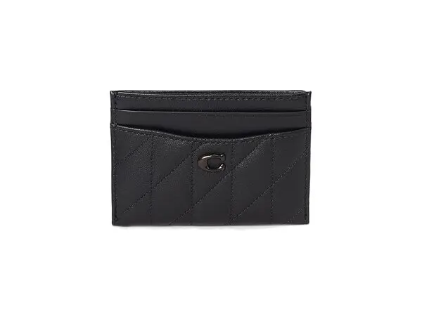 COACH Quilted Pillow Leather Essential Card Case Handbags Chalk - Black
