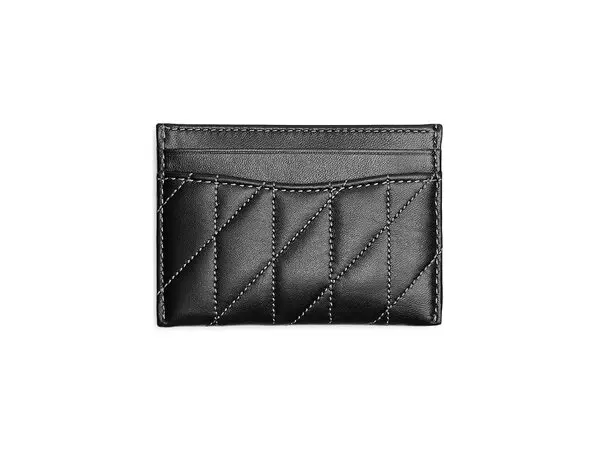 COACH Quilted Pillow Leather Essential Card Case Handbags Chalk - Black