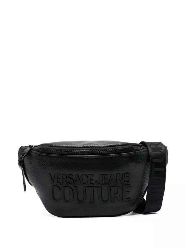 Versace Logo-lettering Grained Belt Bag