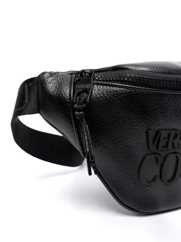 Versace Logo-lettering Grained Belt Bag