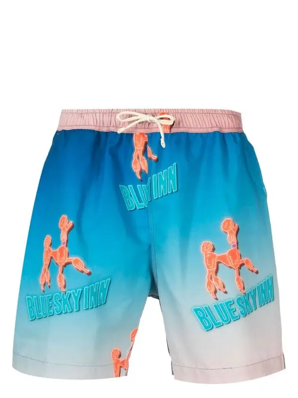 BLUE SKY INN Logo-print Swim Shorts - Blue