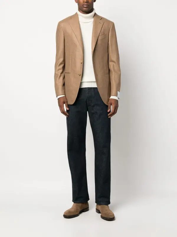Caruso Single-breasted Wool-cashmere Blazer - Brown