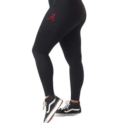 KADYLUXE Alabama Crimson Tide 7/8 Mixed Media Pocket Ileggings - Black