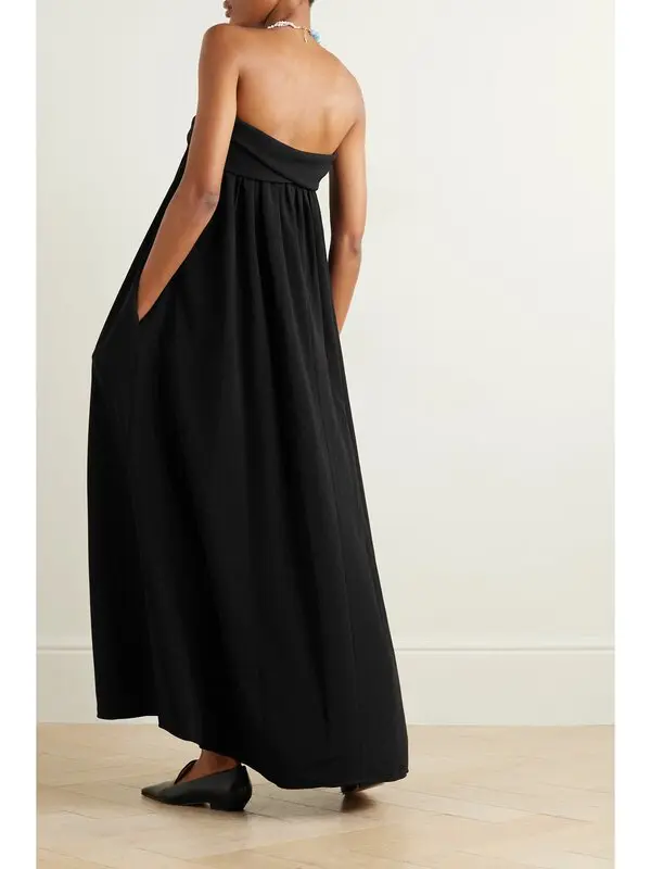 open lace back dress Proenza Schouler Selena Twist Back Dress in Matte Double Crepe - Black