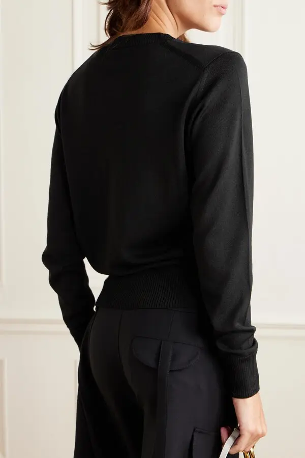 AMI Paris Net Sustain Adc Embroidered Merino Wool Sweater - Black