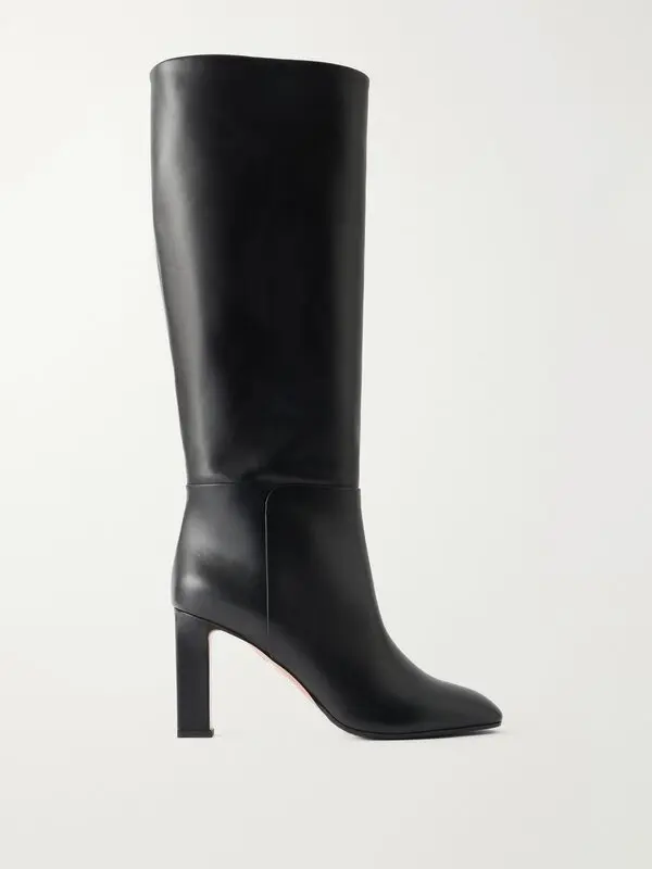 AQUAZZURA Sellier 85 Leather Knee Boots - Black