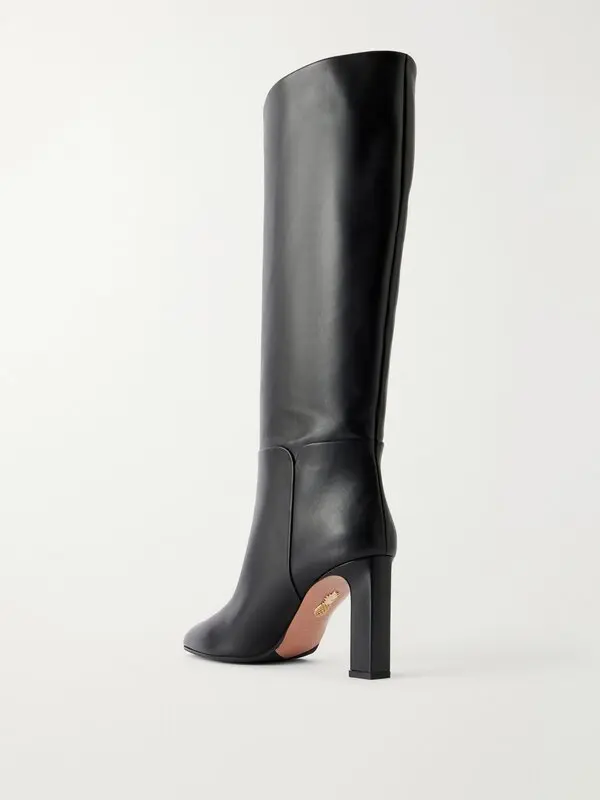 AQUAZZURA Sellier 85 Leather Knee Boots - Black