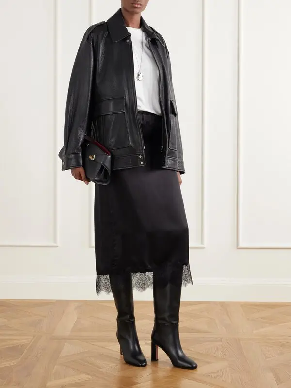 AQUAZZURA Sellier 85 Leather Knee Boots - Black