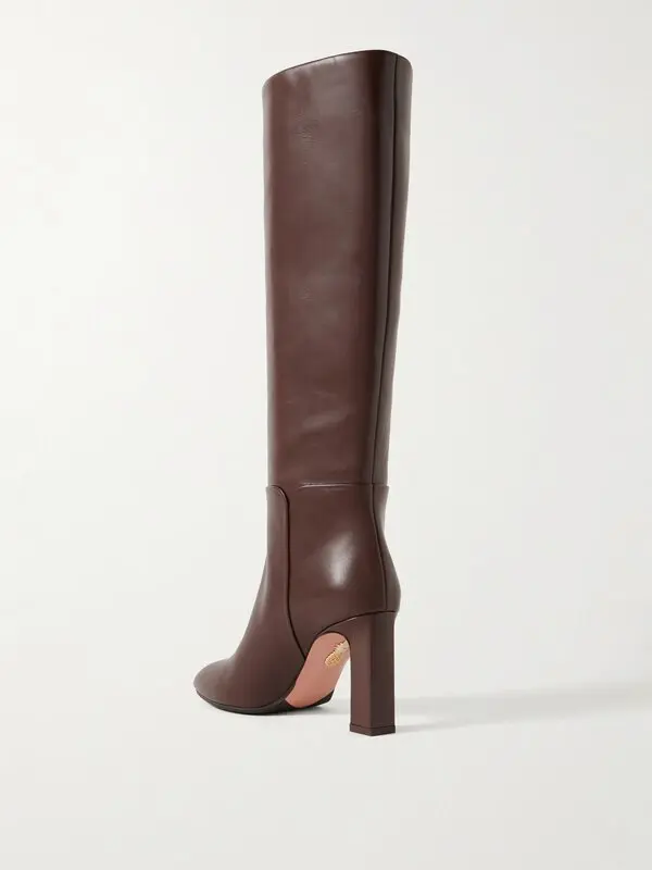AQUAZZURA Sellier 85 Leather Knee Boots - Brown