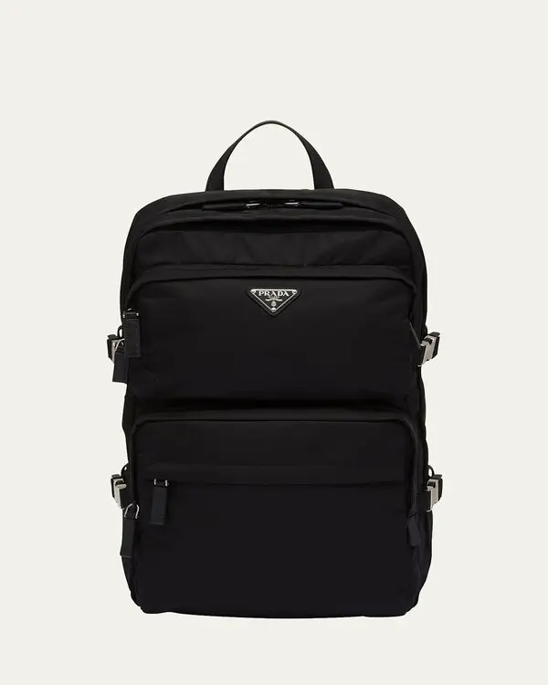 Prada Saffiano Leather And Nylon Backpack - Nero