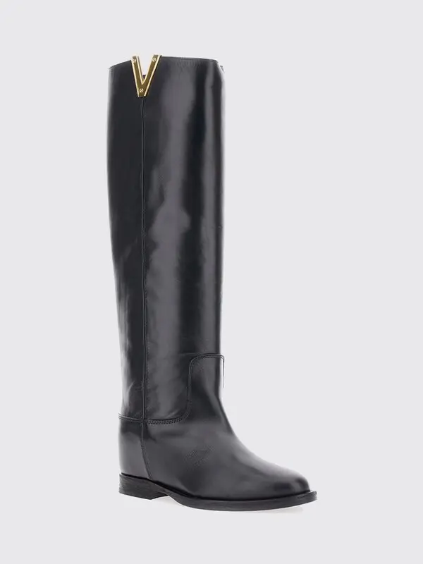VIA ROMA 15 Smooth Calfskin Knee-high Boots With Medium Heel