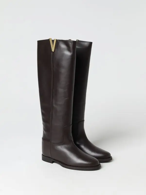 VIA ROMA 15 Smooth Calfskin Knee-high Boots With Medium Heel
