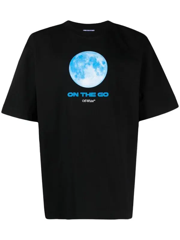 Off-White Moon-print Cotton T-shirt - Black
