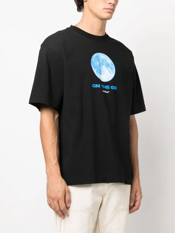 Off-White Moon-print Cotton T-shirt - Black