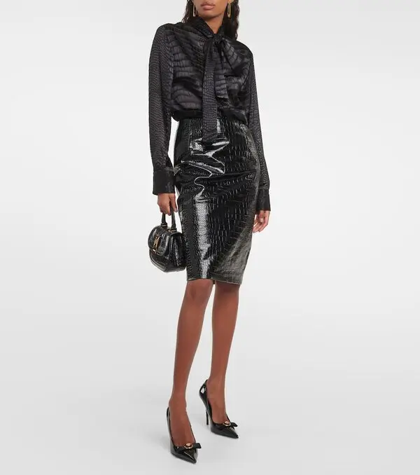 Versace Tie-neck Devoré Shirt