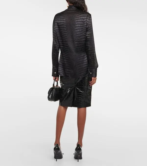 Versace Tie-neck Devoré Shirt
