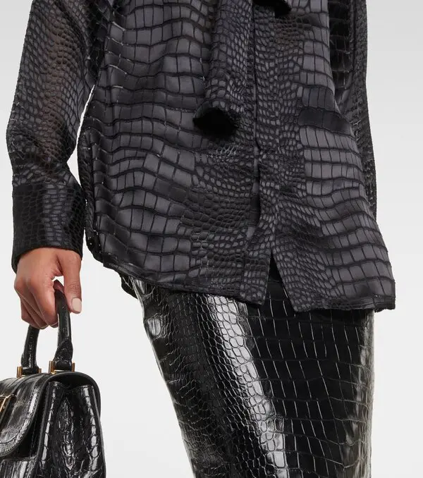 Versace Tie-neck Devoré Shirt