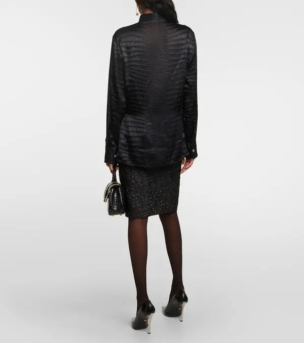 Versace Devoré Tie-neck Shirt