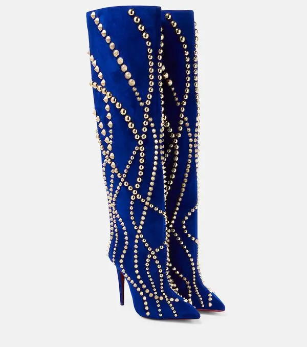 CHRISTIAN LOUBOUTIN Astrilarge Botta Pika 100 Knee-high Boots - Blue