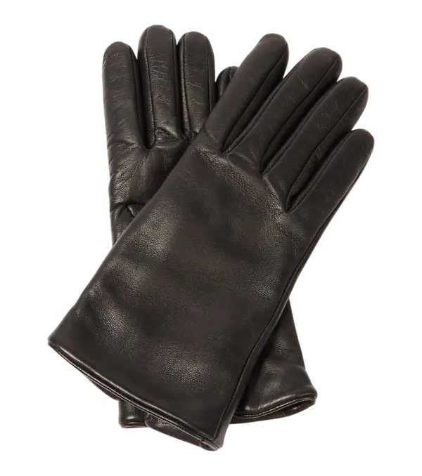 Saint Laurent Cassandre Leather Gloves - Black