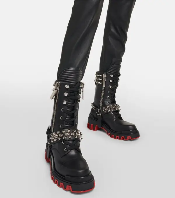 CHRISTIAN LOUBOUTIN Janetta Embellished Biker Boots
