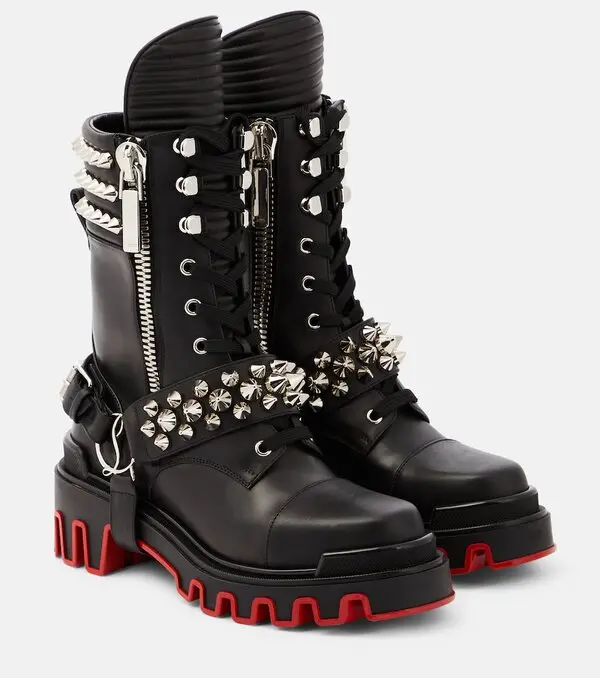 CHRISTIAN LOUBOUTIN Janetta Embellished Biker Boots