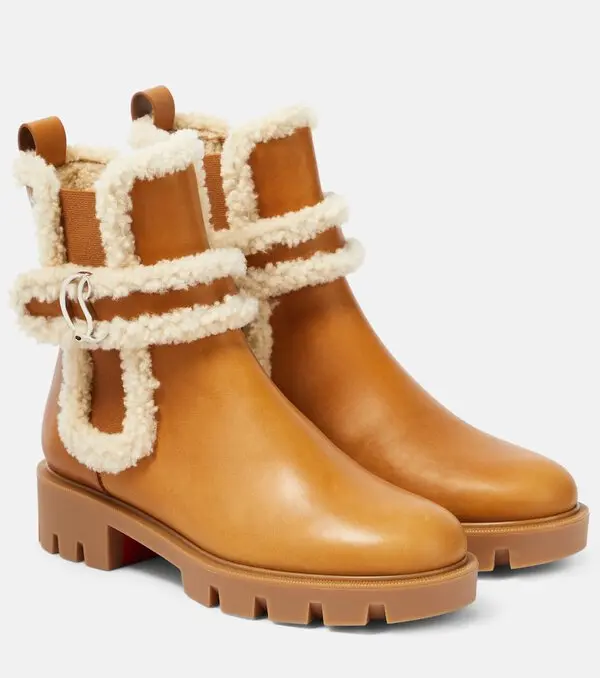 CHRISTIAN LOUBOUTIN Cl Chelsea Ankle Boots - Beige