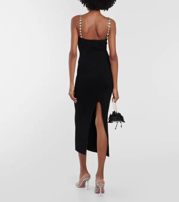 Galvan Globe Chain Wave Ribbed-knit Midi Dress