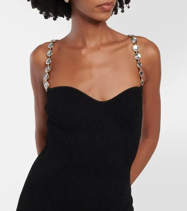 Galvan Globe Chain Wave Ribbed-knit Midi Dress