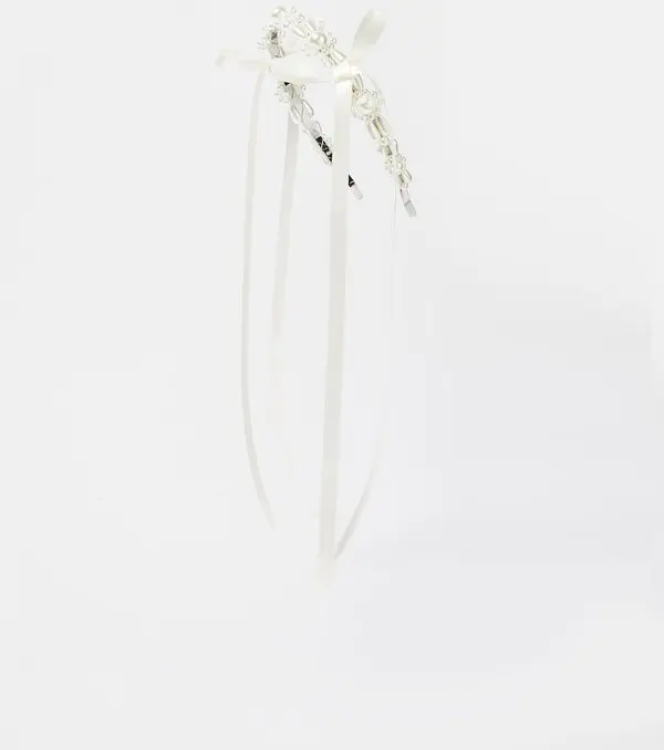 Simone Rocha Bow-Detail Faux Pearl Headband In White - 40  display picture 3
