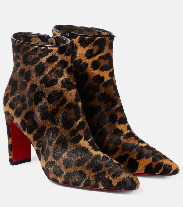 CHRISTIAN LOUBOUTIN Suprabooty 85 Leopard-print Ankle Boots - Brown