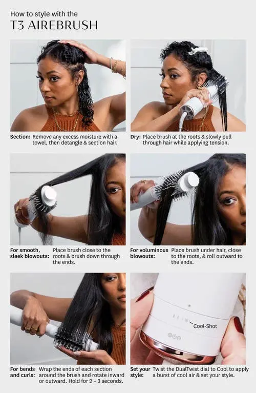 T3 Airebrush One-step Smoothing And Volumizing Blow Dryer Brush - Satin Blush