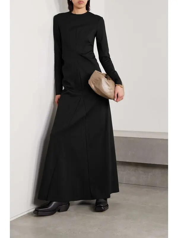 Tibi Paneled Stretch-Ponte Maxi Dress In Black - 60% Off | Editorialist