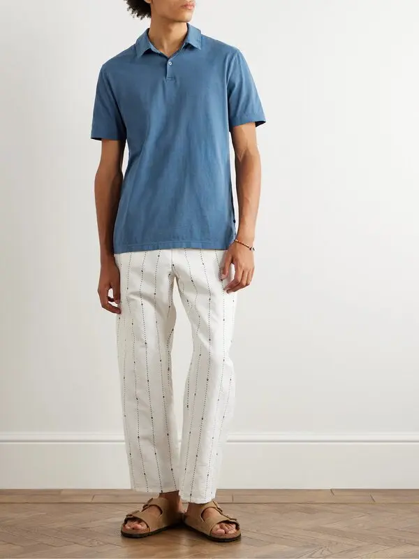 JAMES PERSE Supima Cotton-jersey Polo Shirt - Blue