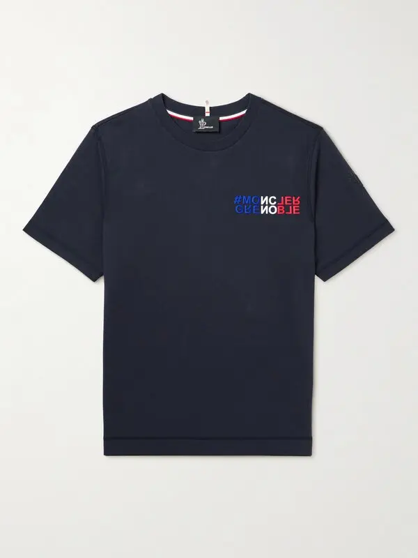 Moncler Slim-fit Logo-print Cotton-jersey T-shirt - Blue