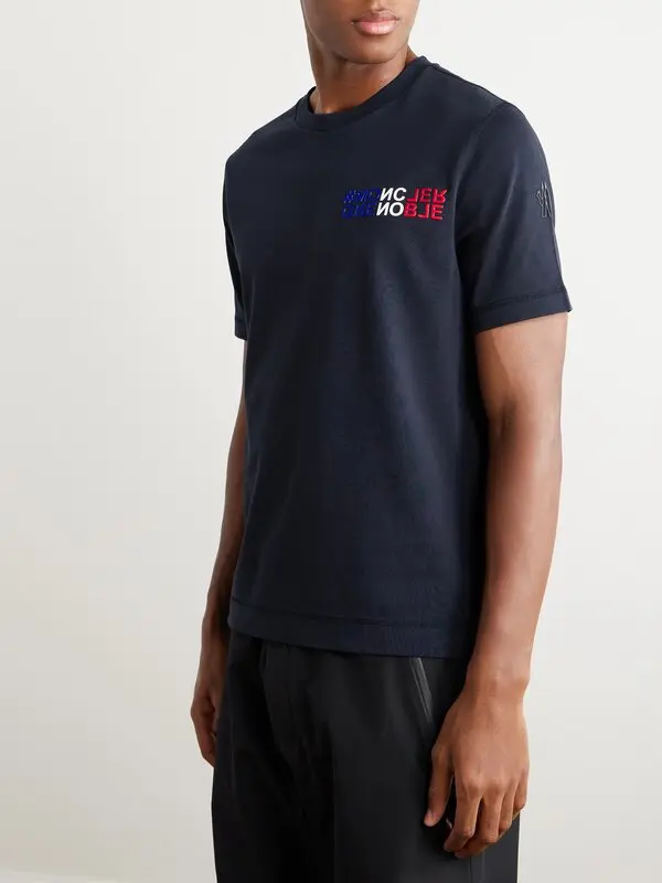 Moncler Slim-fit Logo-print Cotton-jersey T-shirt - Blue