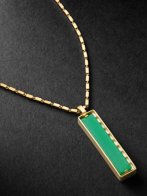 SUZANNE KALAN 18-karat Gold, Chalcedony And Diamond Necklace