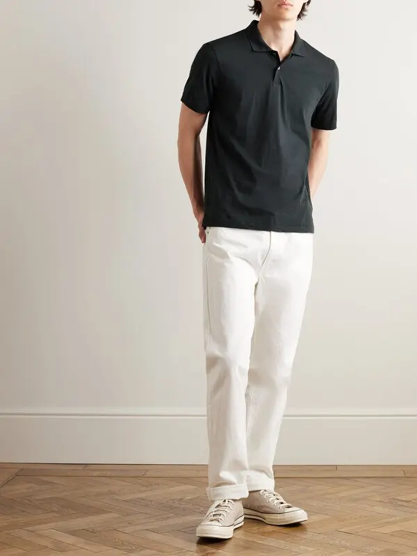 JAMES PERSE Luxe Lotus Cotton-jersey Polo Shirt - Blue