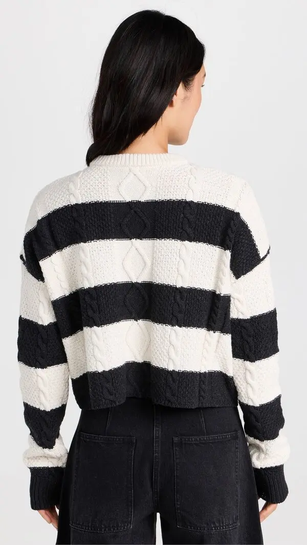 ASKK NY Cable Cropped Crew Sweater