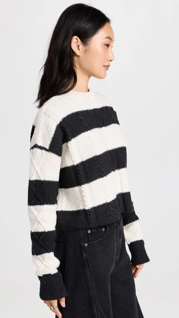 ASKK NY Cable Cropped Crew Sweater