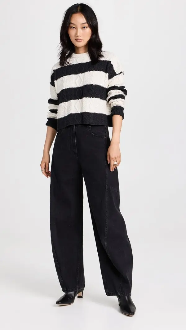 ASKK NY Cable Cropped Crew Sweater