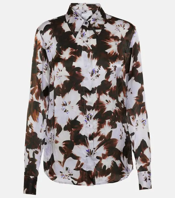 Dries Van Noten Floral Silk Satin Shirt - Multicoloured