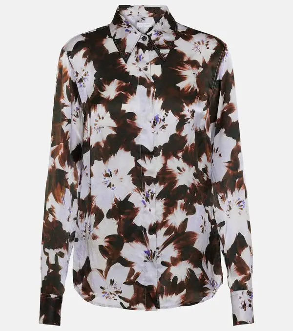 Dries Van Noten Floral Silk Satin Shirt - Multicoloured