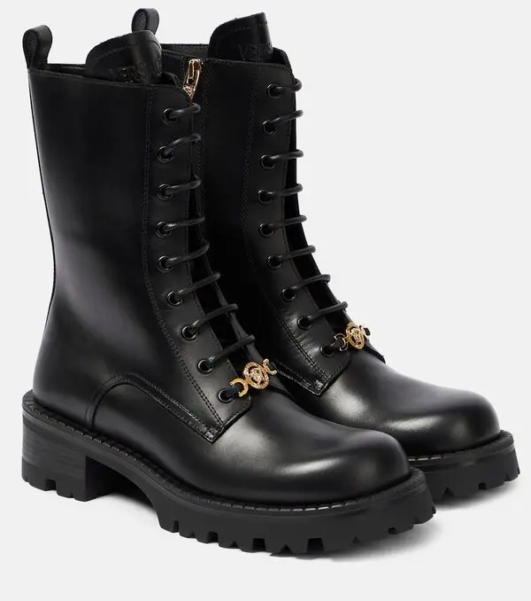 Versace Vagabond Leather Boots - Black