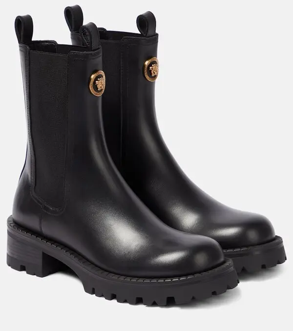 Versace Medusa Leather Chelsea Boots