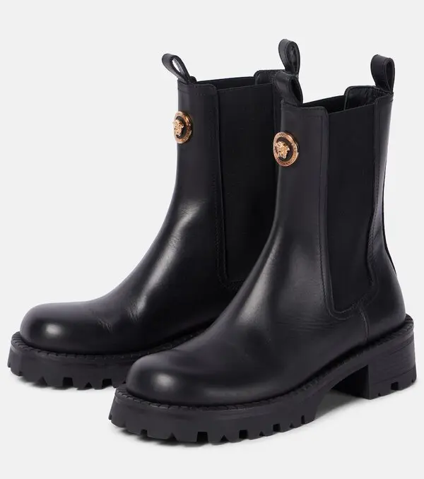 Versace Medusa Leather Chelsea Boots