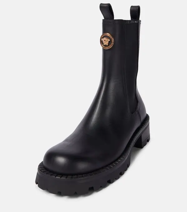 Versace Medusa Leather Chelsea Boots